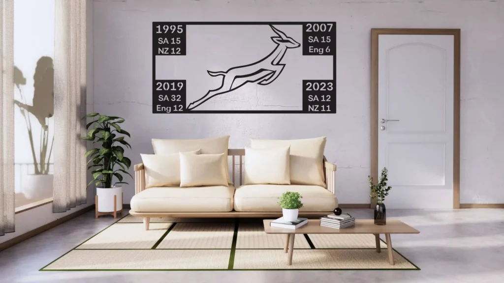 Springbok With Rugby World Cup Victories Steel Wall Art